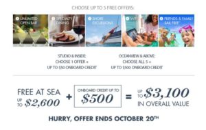 FLASH Sale!! All 5 Free at Sea Offers FREE for Oceanview, Balcony and ...